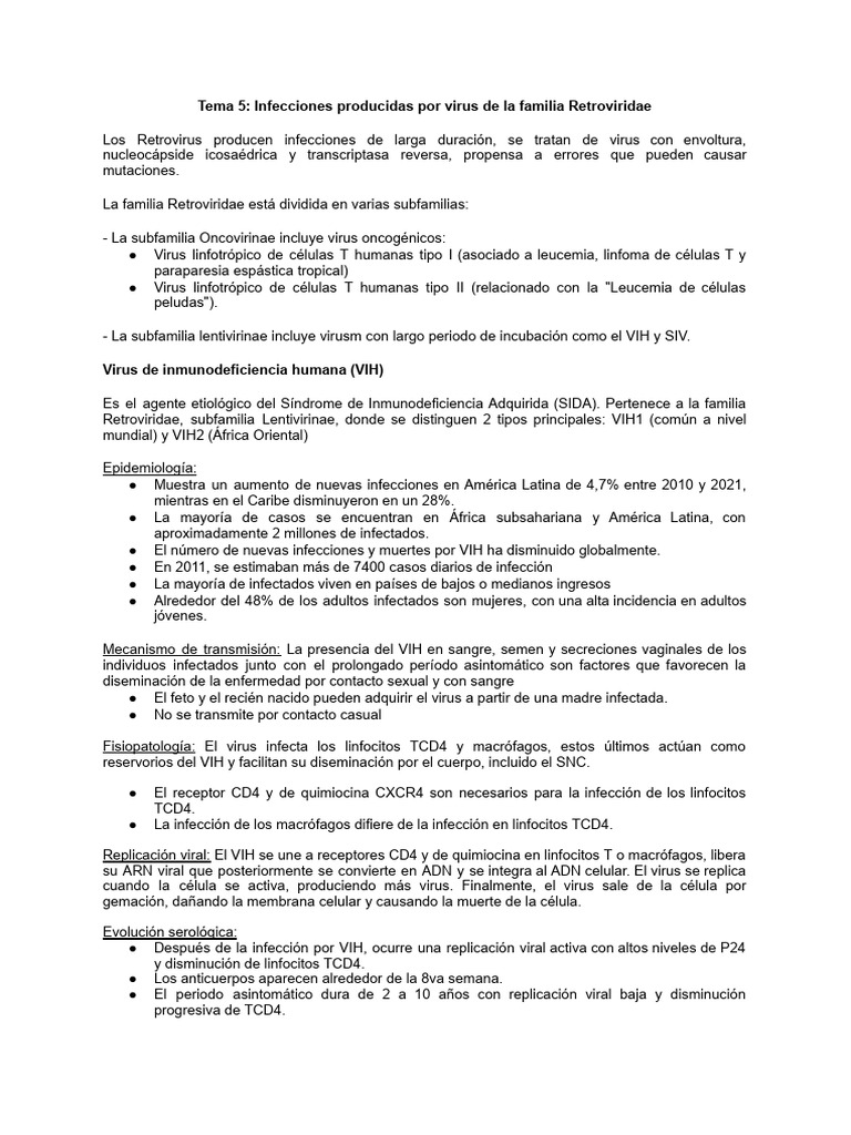 Tema 5 - Infecciones Producidas Por Virus de La Familia Retroviridae ...