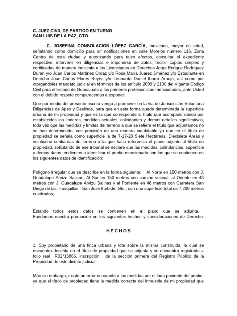 Apeo y Deslinde | PDF | Propiedad