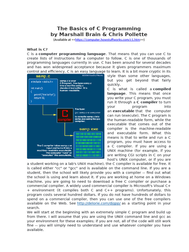 Text The Basics of C Programming by Marshall Brain Chris Pollette 2 | PDF | Integer (Computer ...