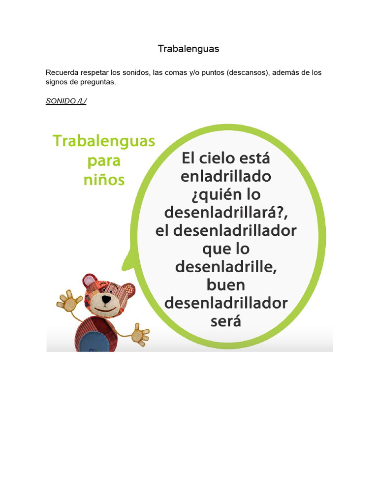 Trabalenguas fonemas | PDF