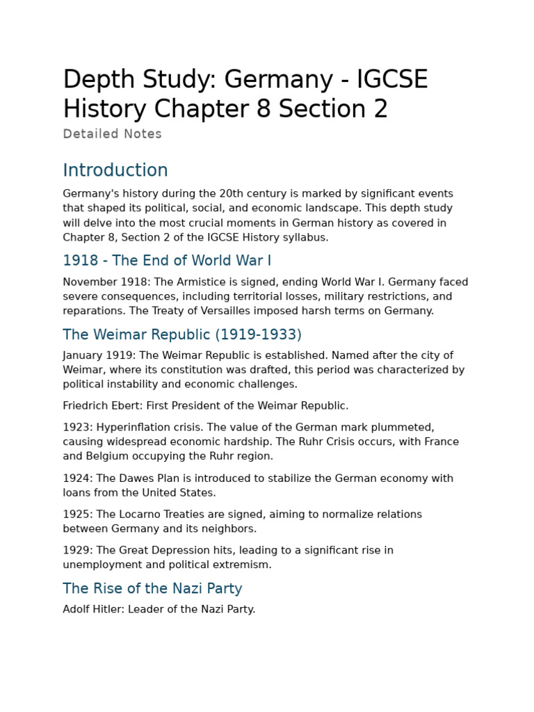 Germany's 20th Century History Overview | PDF | Weimar Republic | Nazi ...