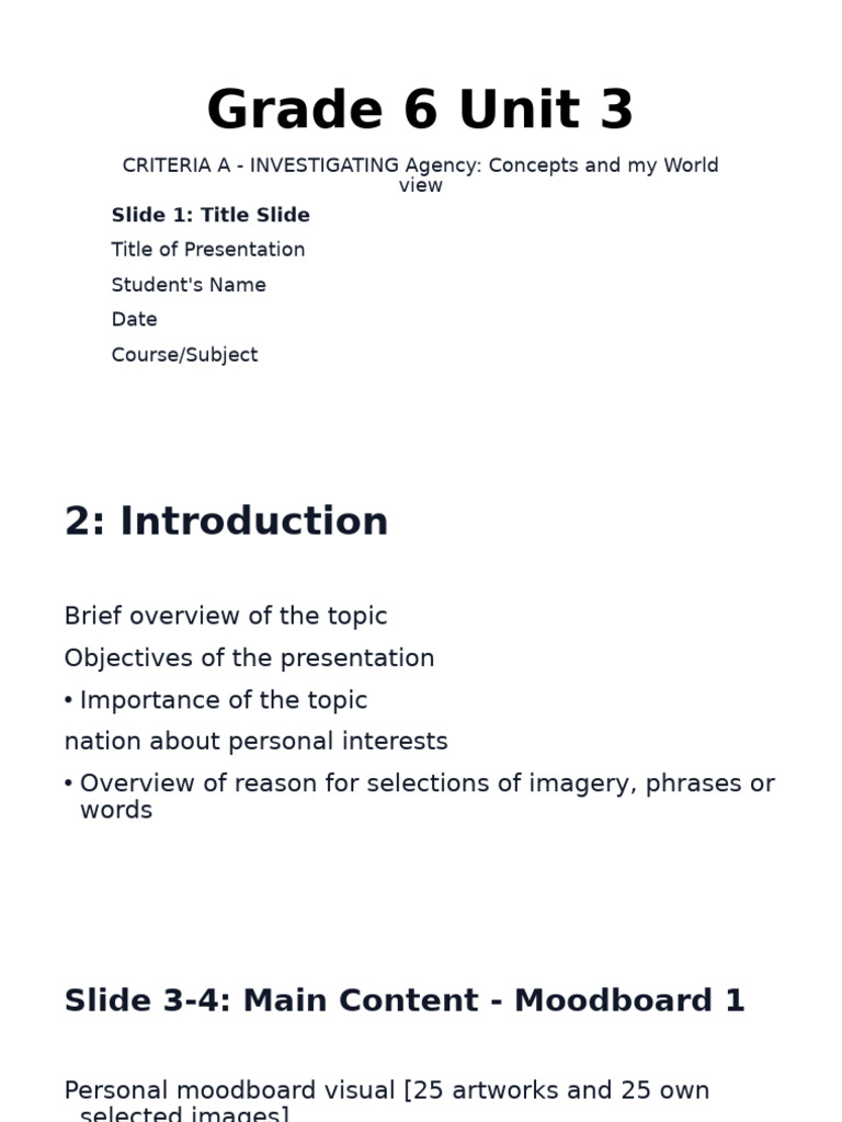 Grade 6 Agency Concepts Moodboard Project | PDF | Image | Cognition