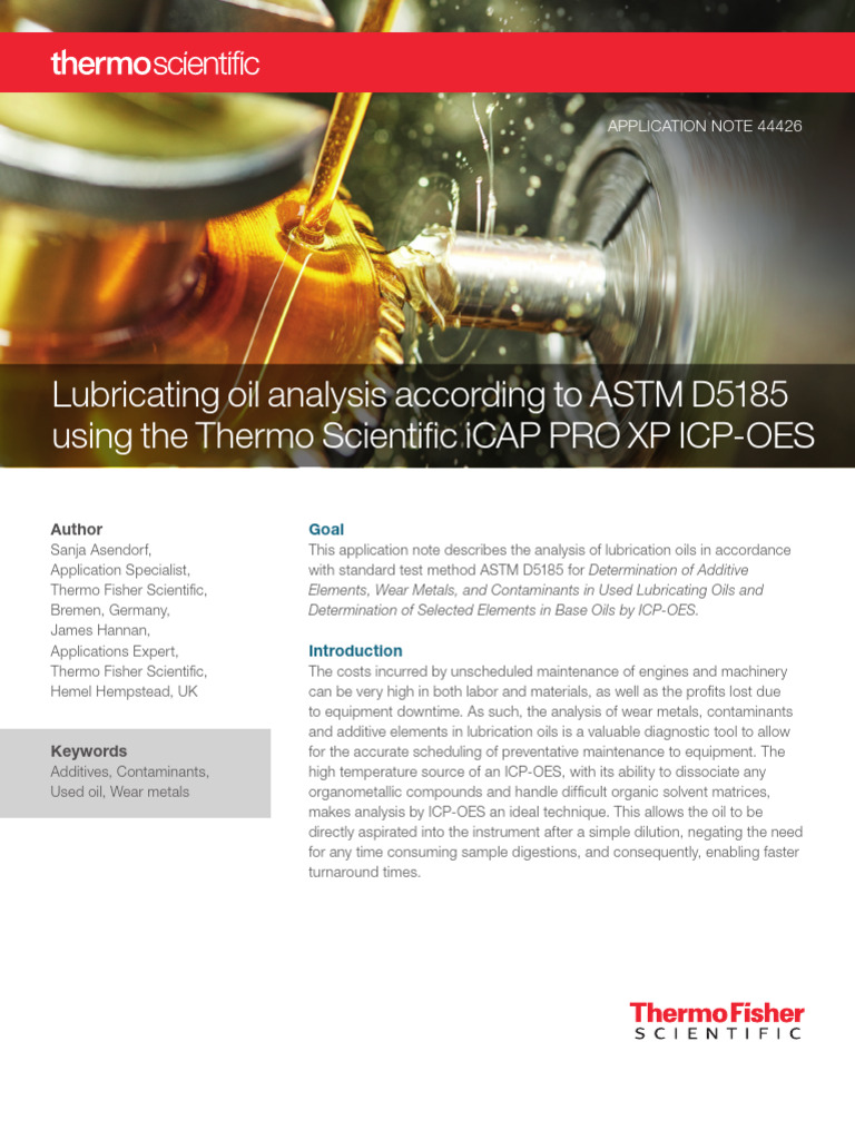 An 44426 Icp Oes Impurities Lubricating Oil An44426 en | PDF | Physical ...