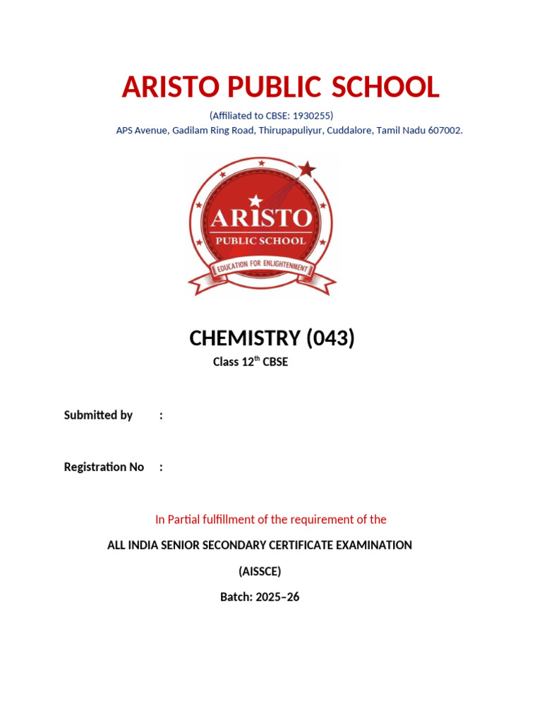 Chemistry Project Front Page Design | PDF