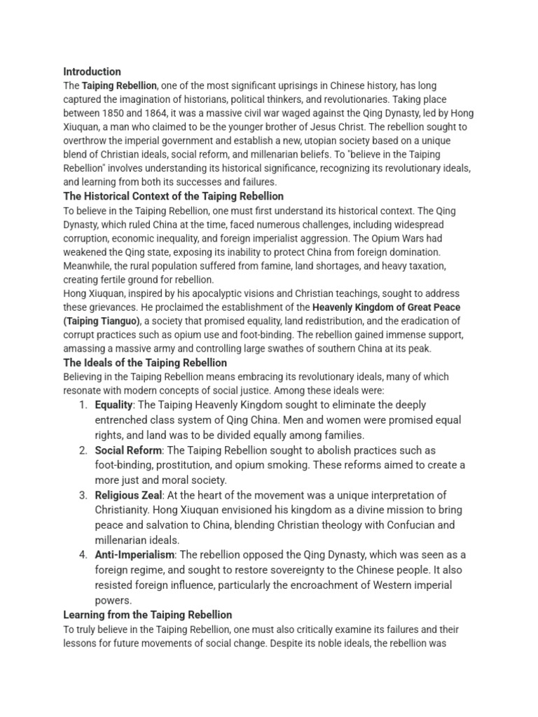 Ai - Believing in The Taping Rebellion | PDF | Qing Dynasty | Ideologies