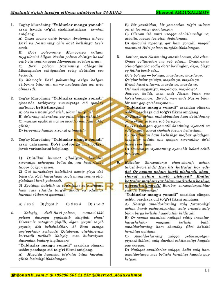 4-kun. MS. Yulduzlar mangu yonadi | PDF