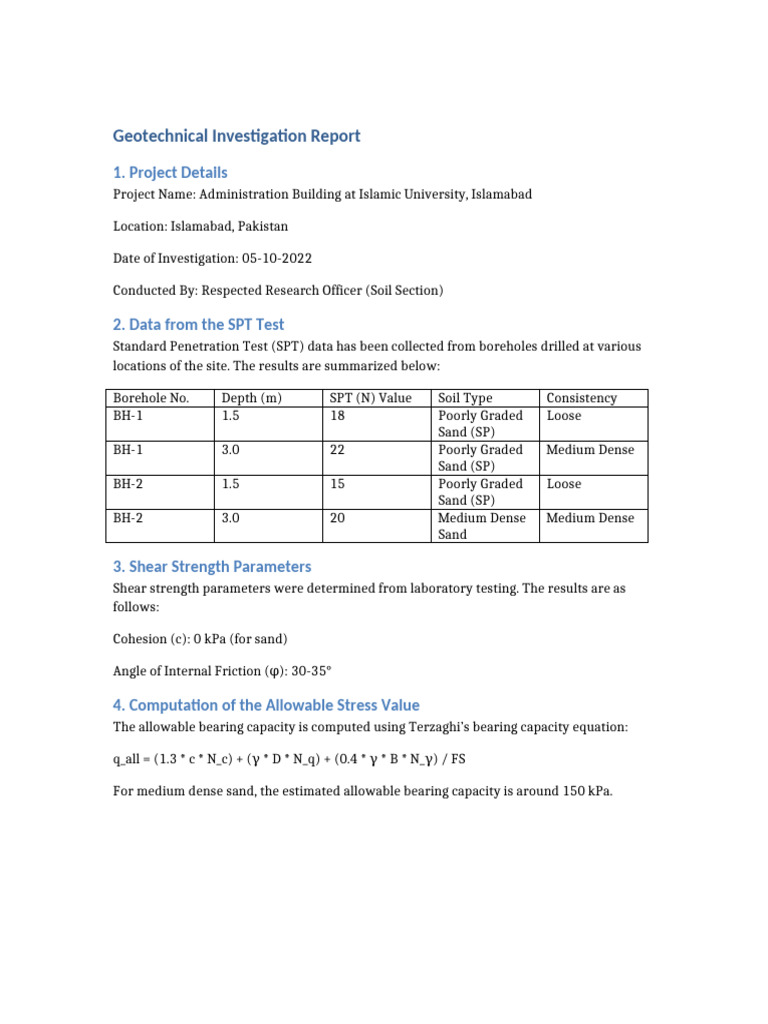 Geotechnical Investigation Report | PDF