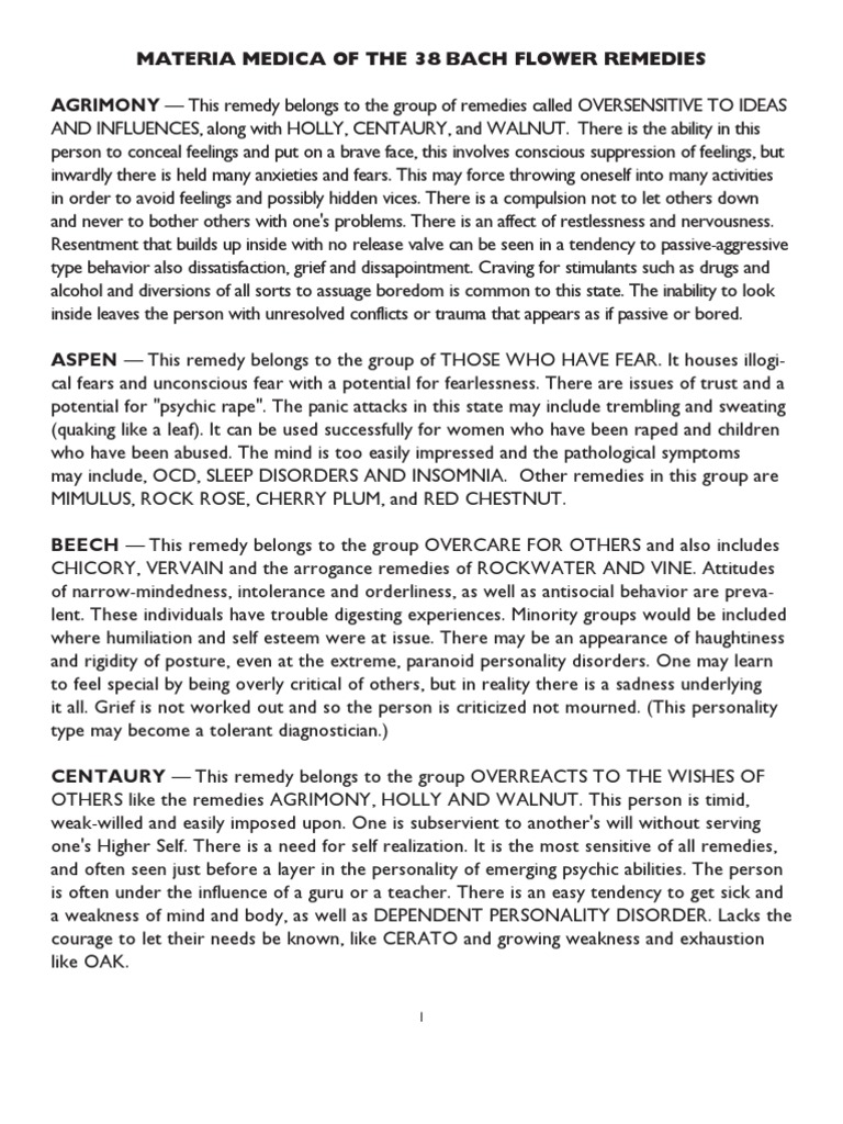 38 Bach Flower Remedies Guide for Anxiety, Depression and Personality ...