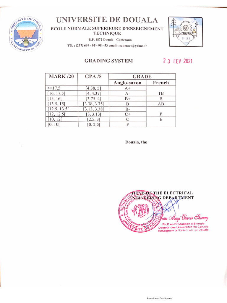 Grading System (University of Douala) | PDF