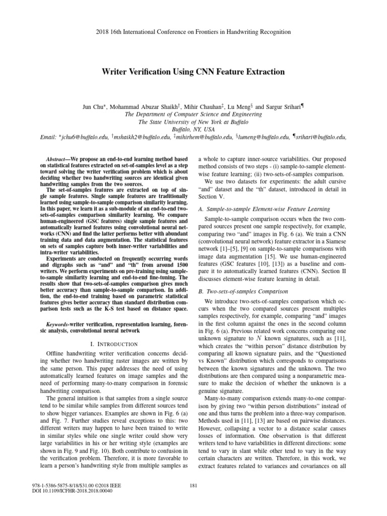 Writer Verification Using CNN Feature Extraction | PDF | Machine Learning | Computational ...