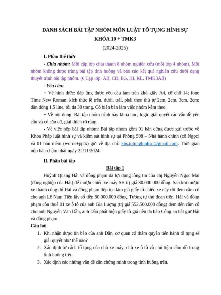 Bài tập nhóm TTHS khóa 10 | PDF