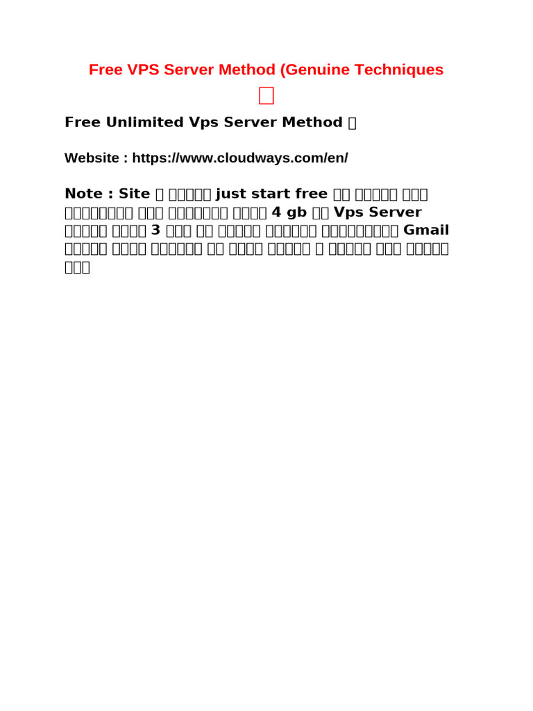 Free VPS Server Method (Genuine Techniques | PDF