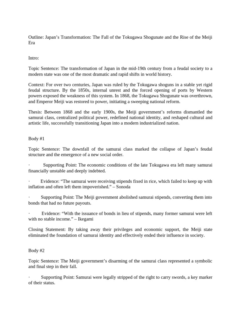 Outline Template For Research Paper | PDF | Samurai | Shogun