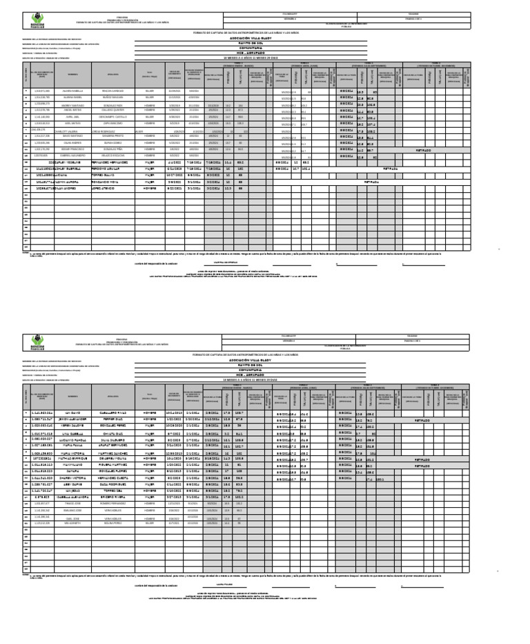 Peso y Talla - Rayito de Sol | PDF