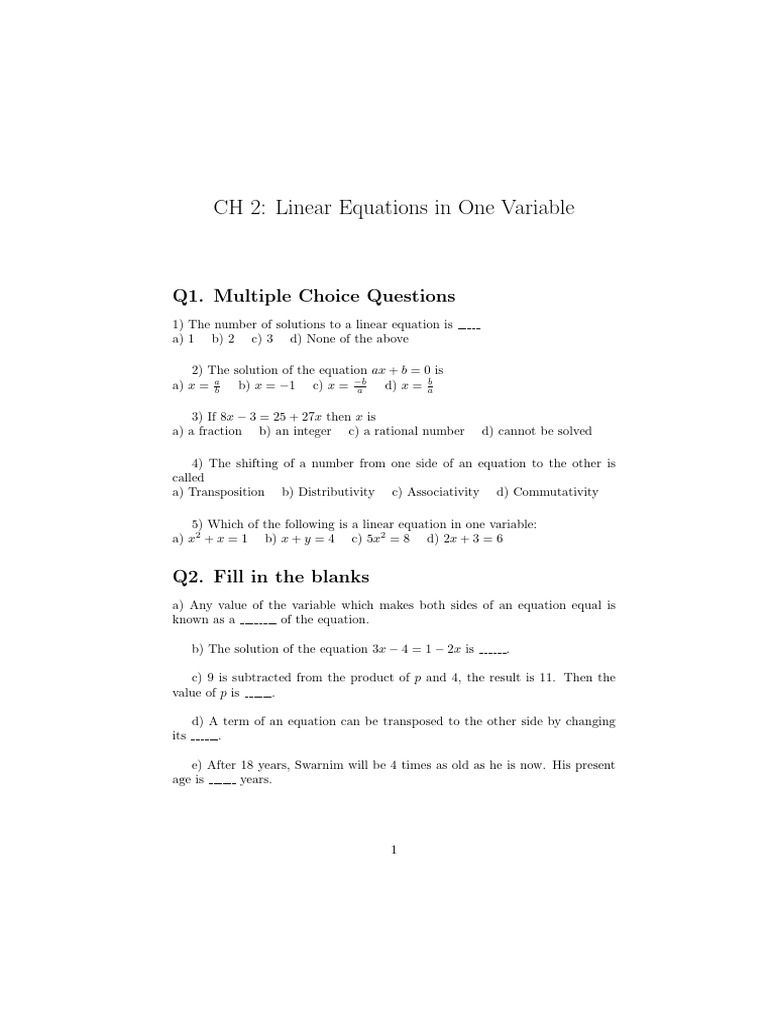linear_equation_in_one_variable | PDF