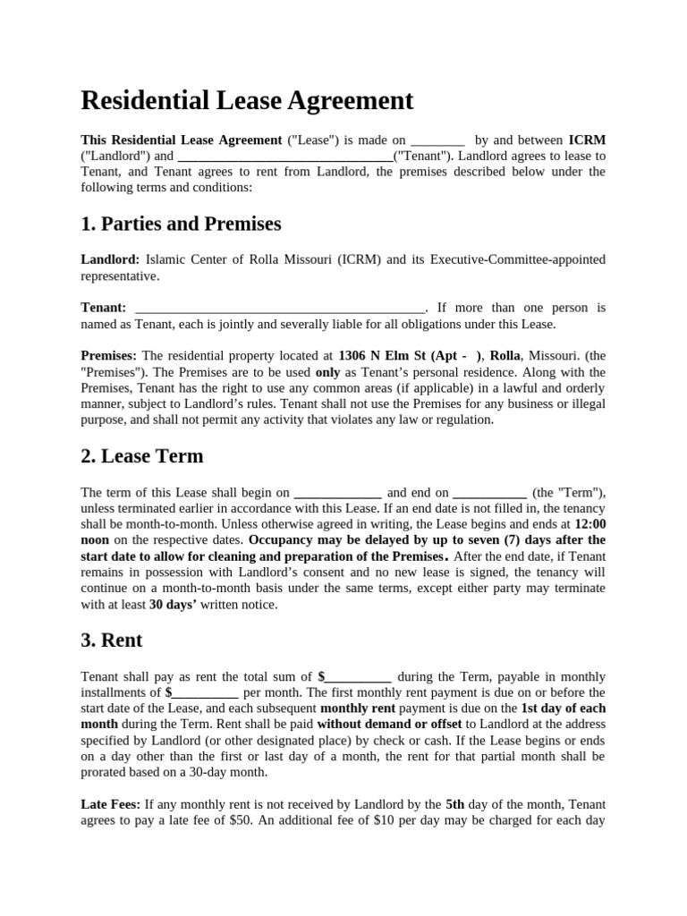 Residential Lease Agreement | PDF | Leasehold Estate | Lease
