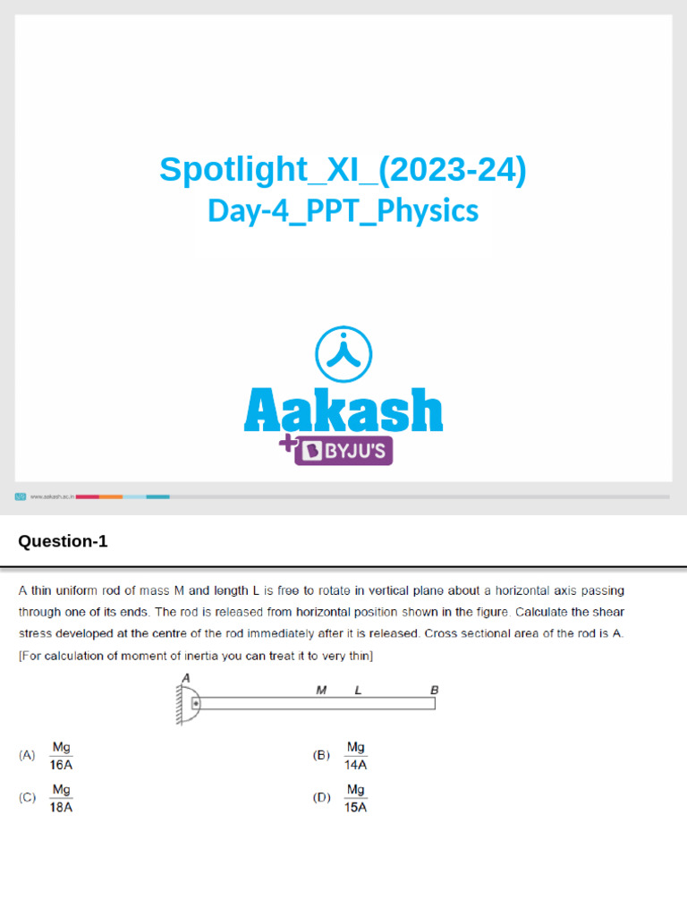 Spotlight XI (2023-24) Day-4 PPT Physics | PDF