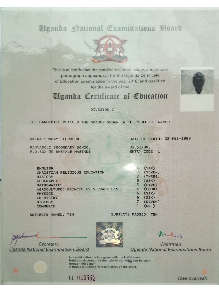 O LEVEL CERTIFICATE | PDF