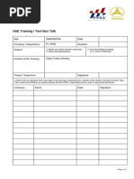 Tool Box Talk Form | PDF