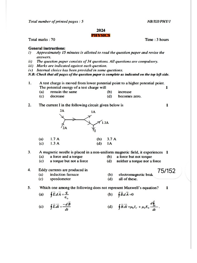 2024 XII Physics | PDF