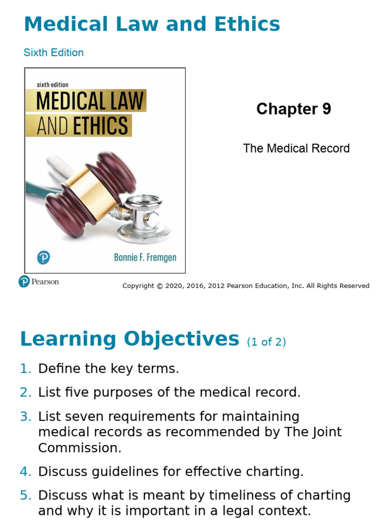 Fremgen Ch09 Lecture Accessible REV - Tagged | PDF | Medical Record | Subpoena Duces Tecum