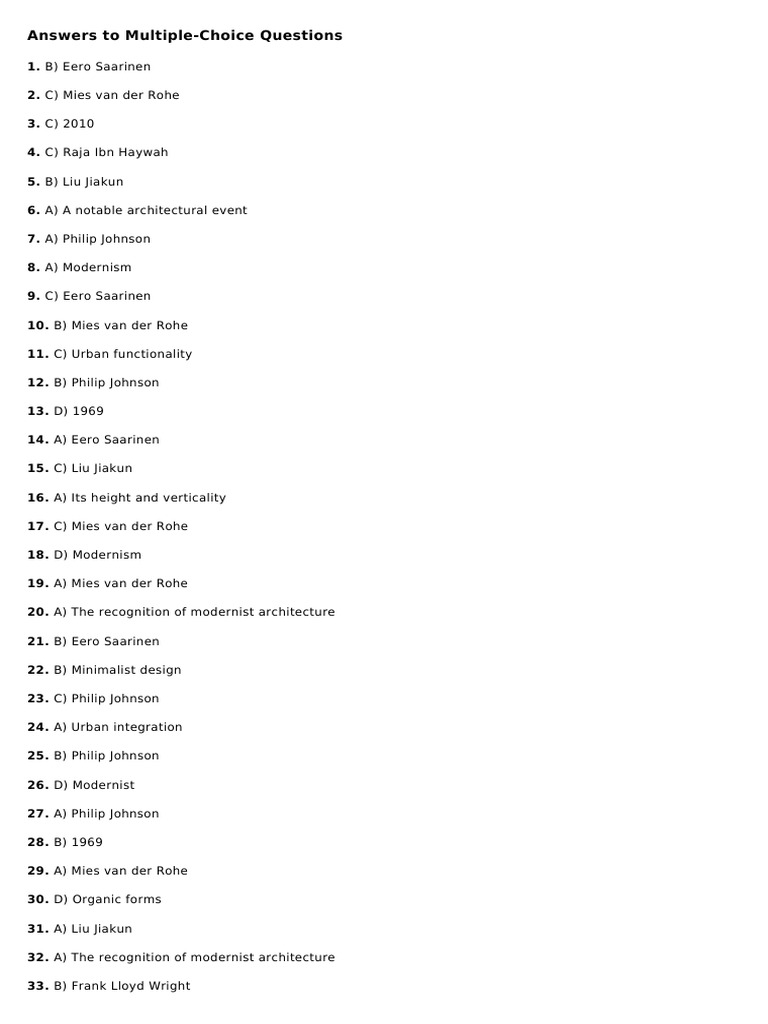 A.H Quiz - Multiple-Choice - Answers | PDF | Innovation | Modernism
