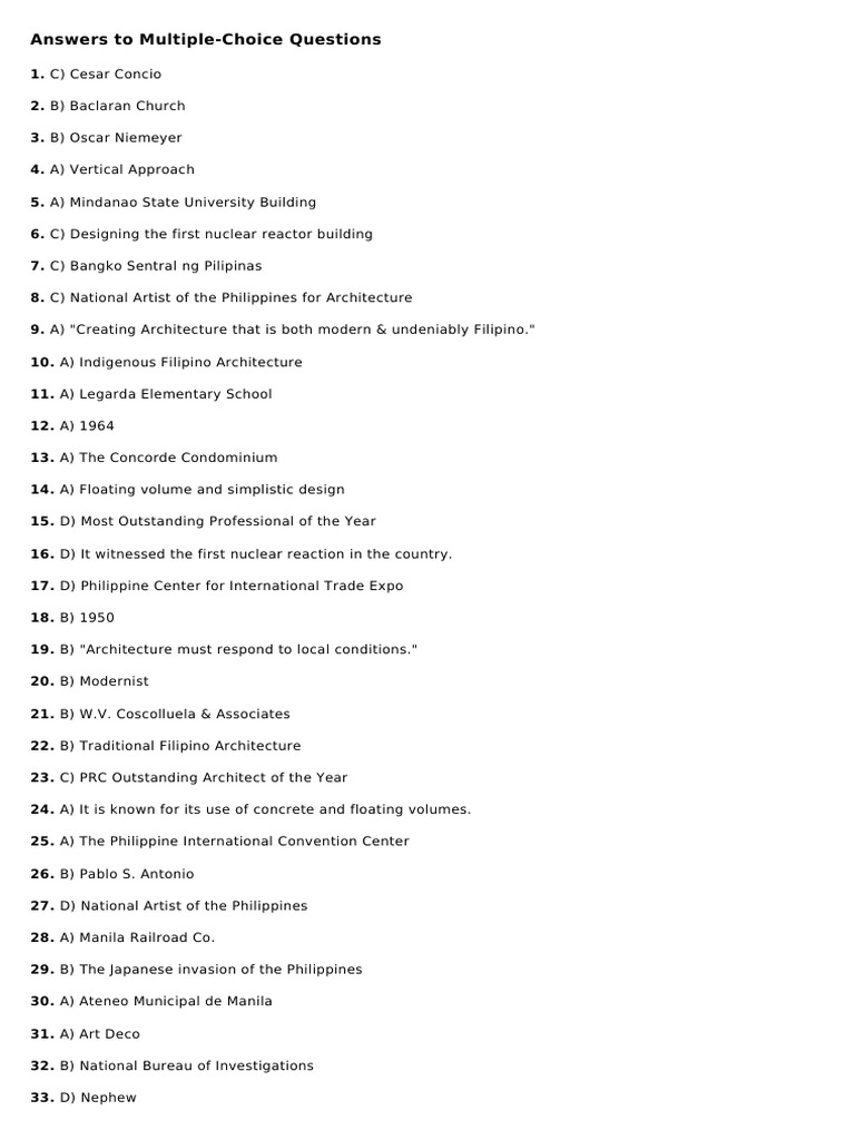 Architecture Quiz Answers and Insights | PDF | Architectural Design ...