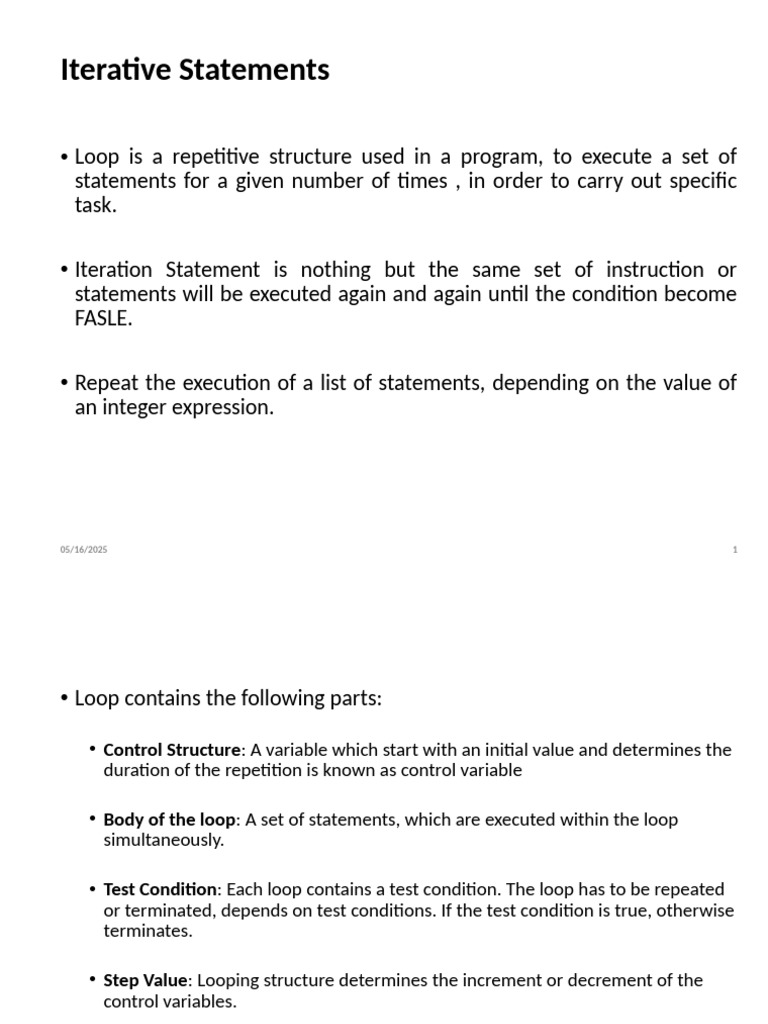 11-14 Repetitive Structures For, While Loops Do While | PDF | Control Flow | Theoretical ...