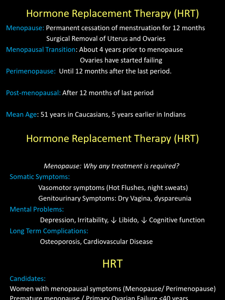 Hormones Replacement Therapy Notes | PDF | Menopause | Hormone ...
