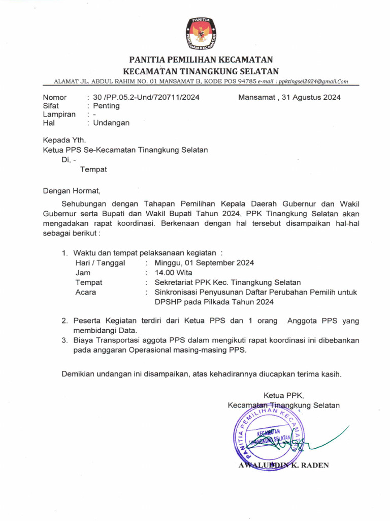 01 Surat Undangan Rakor | PDF