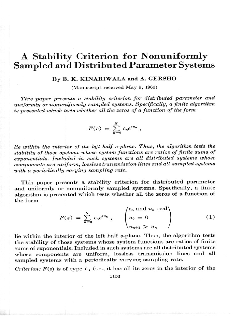 Criterion For Nonuniformly System | PDF