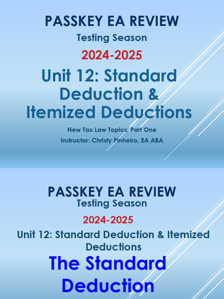 1.12 - Standard Deduction and Itemized Slides | PDF | Tax Deduction ...