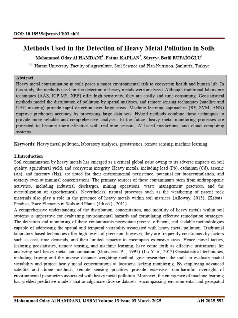 Methods Used in The Detection of Heavy Metal Pollu Imp | PDF | Support ...