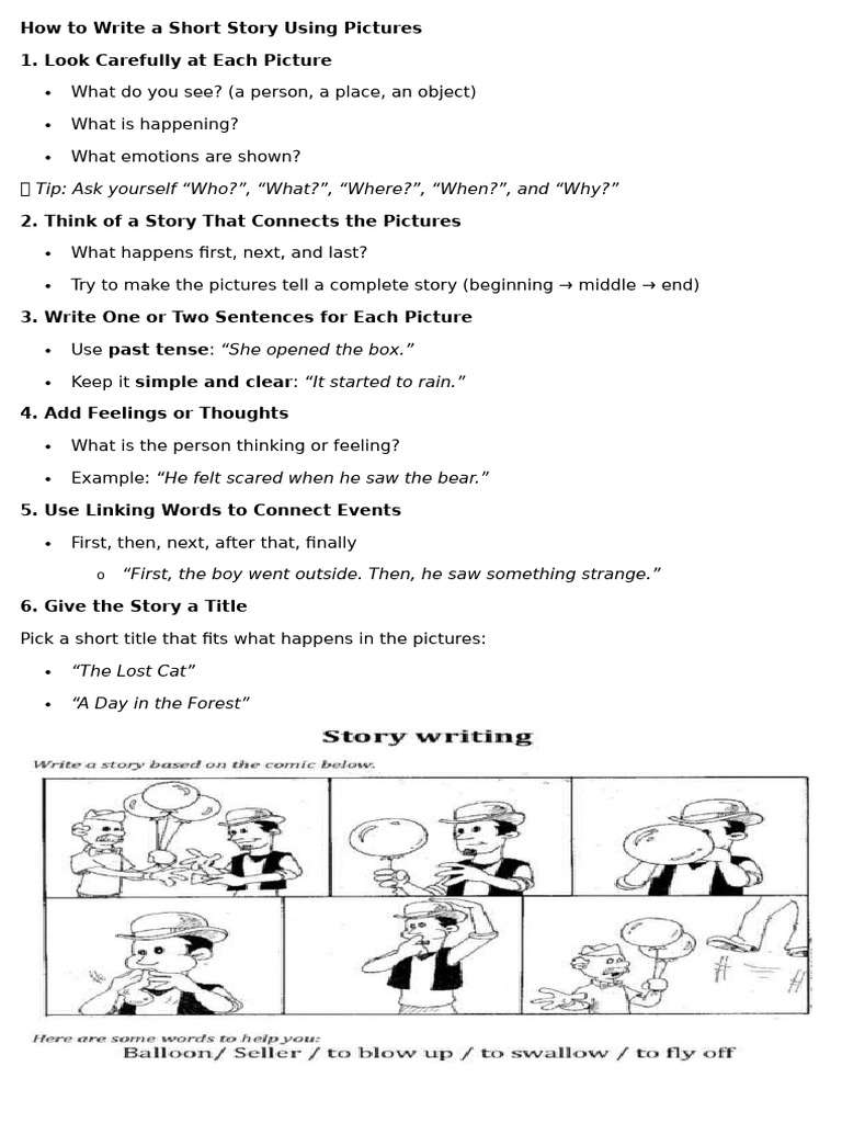 How To Write A Short Story Using Pictures | PDF
