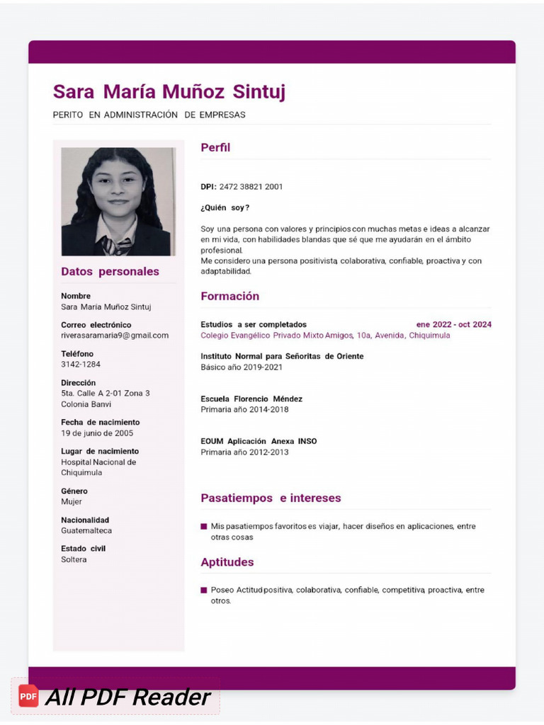 Sara Muñoz Cv. | PDF