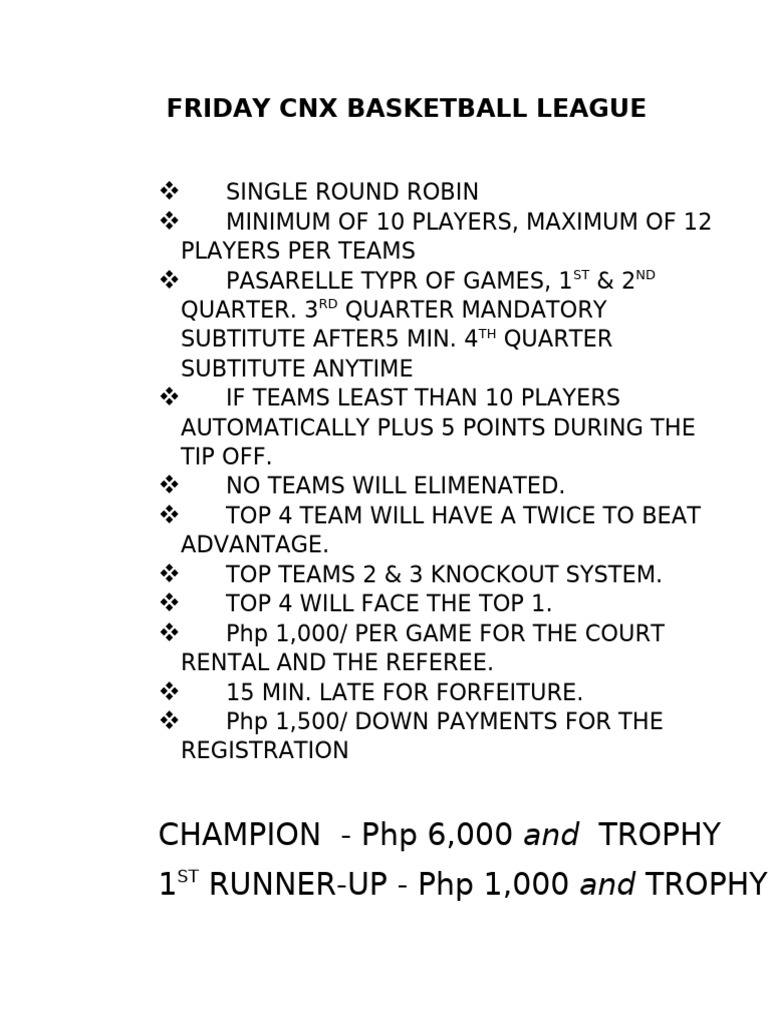 Friday CNX Basketball League | PDF
