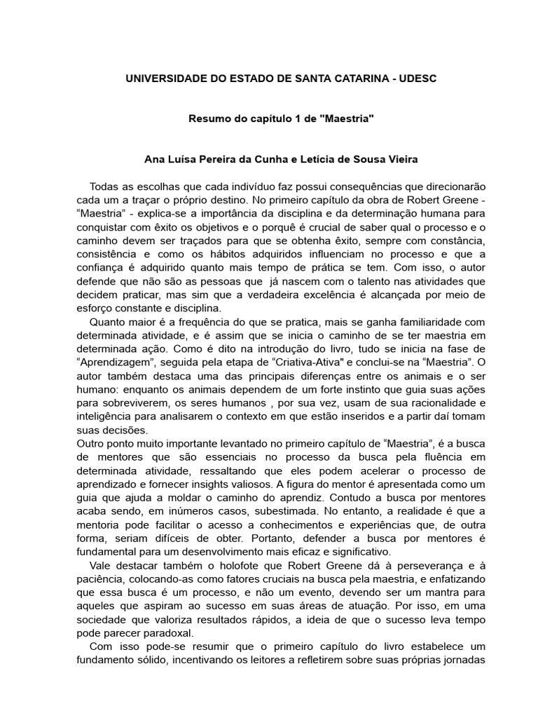 Resumo Cap.1 Maestria | PDF | Aprendizado | Humano
