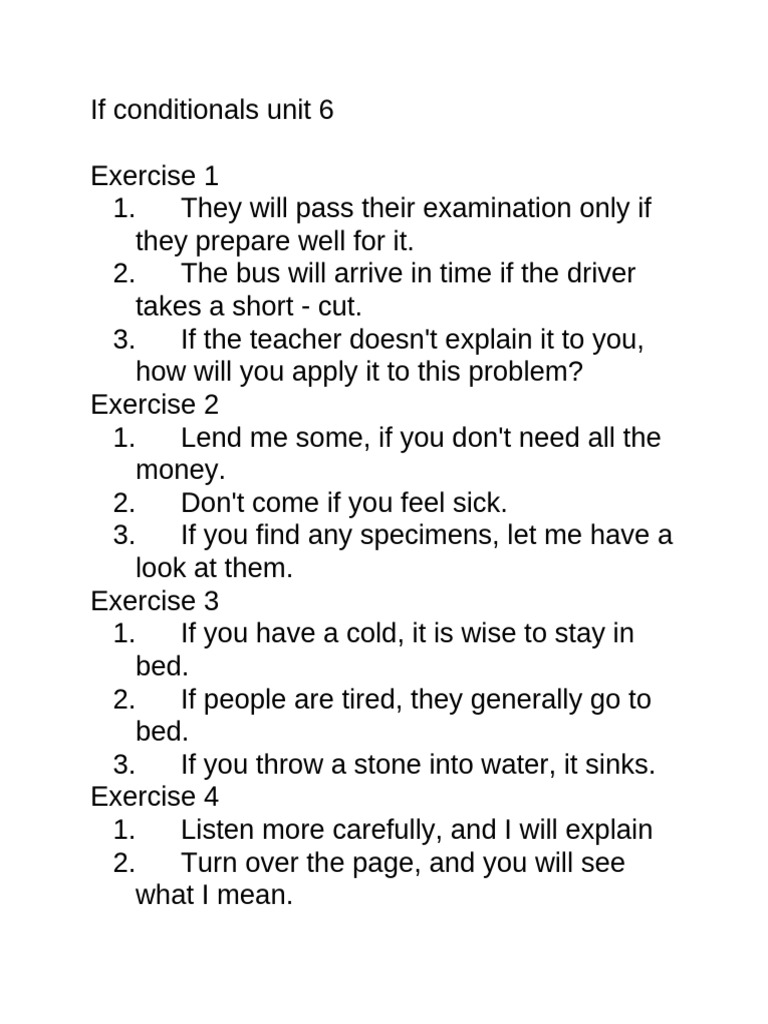 If Conditionals Unit 6 | PDF