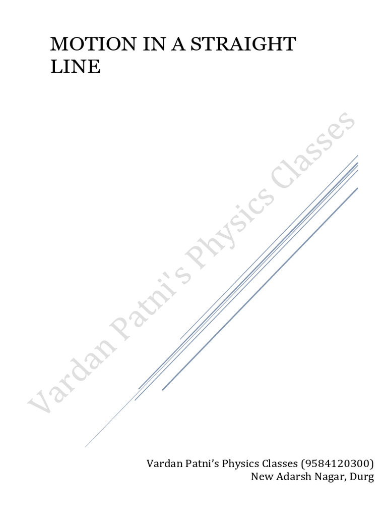 Motion in Straight Line - Student | PDF | Acceleration | Velocity
