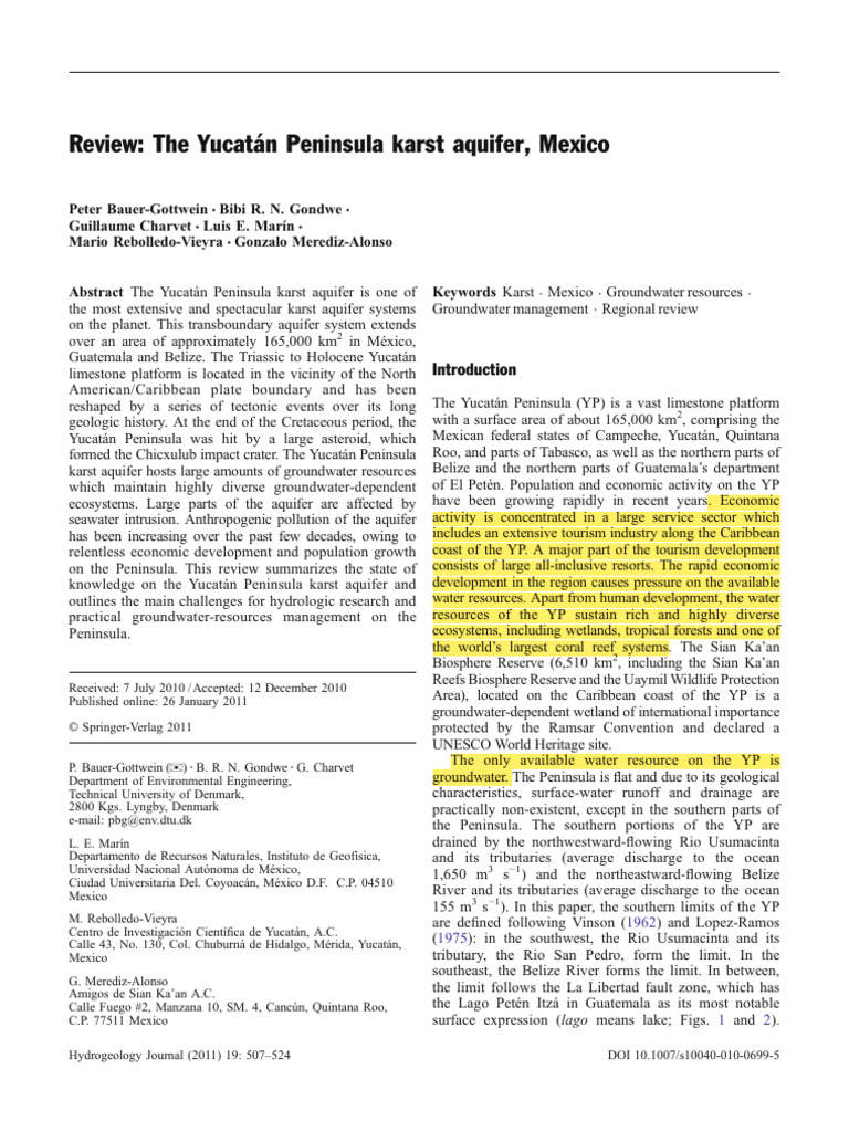 Yucatán Peninsula Karst Aquifer Review | PDF | Yucatán Peninsula ...