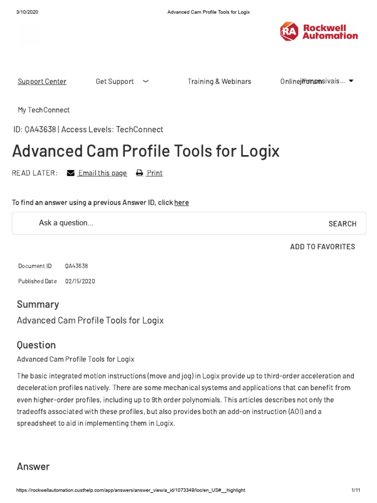 Advanced Cam Profile Tools For Logix | PDF | Acceleration | Sine Wave