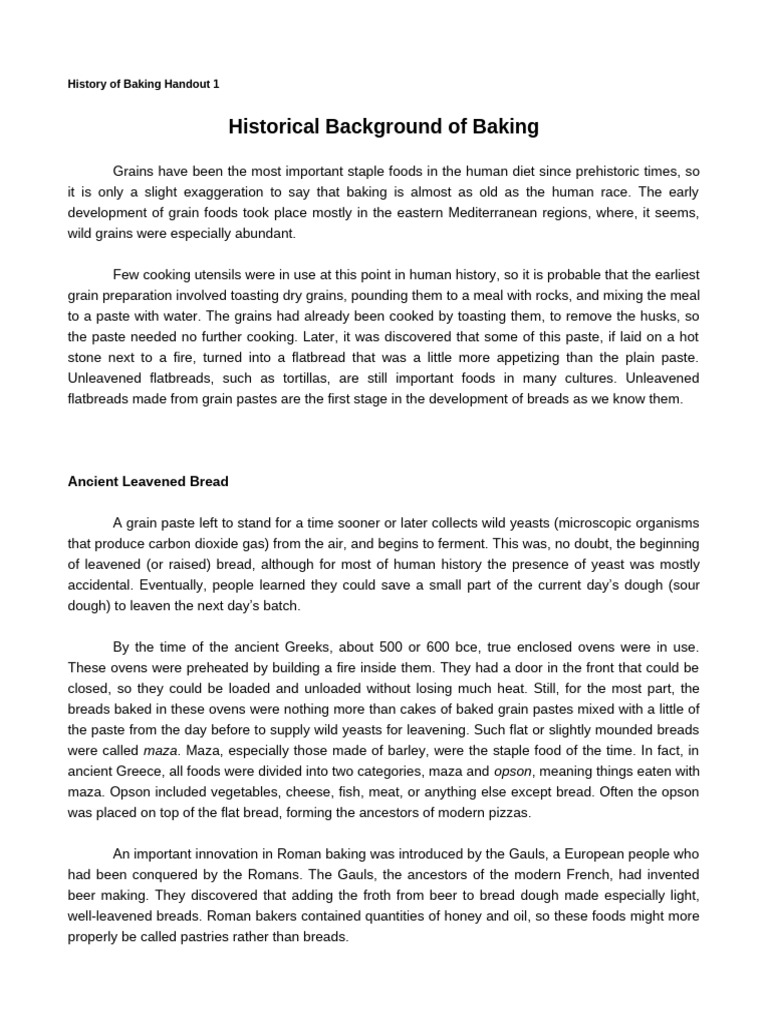 Lesson1-History-of-Baking | PDF | Breads | Baking