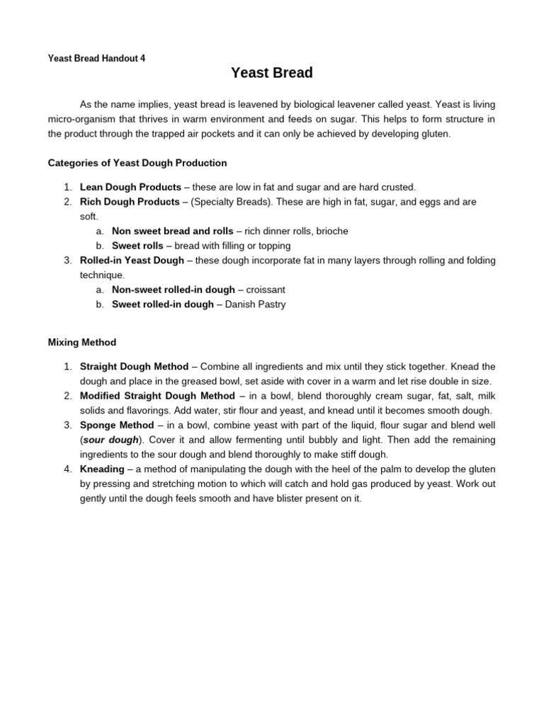Lesson4 and 5 Yeast Bread and Quick Breads | PDF | Breads | Dough