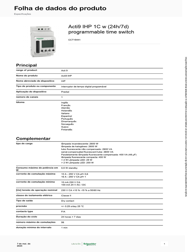 Schneider Electric - IHP - CCT15441 | PDF | Lâmpada incandescente