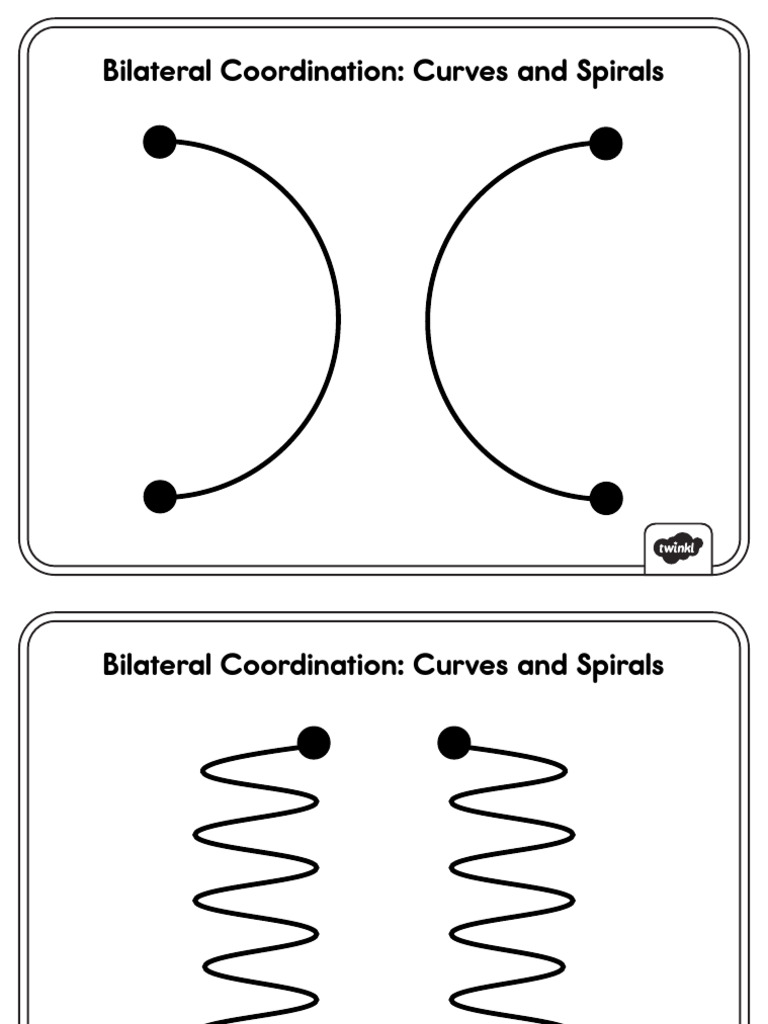 Black and White Bilateral Coordination Activity Mats - Curves and ...