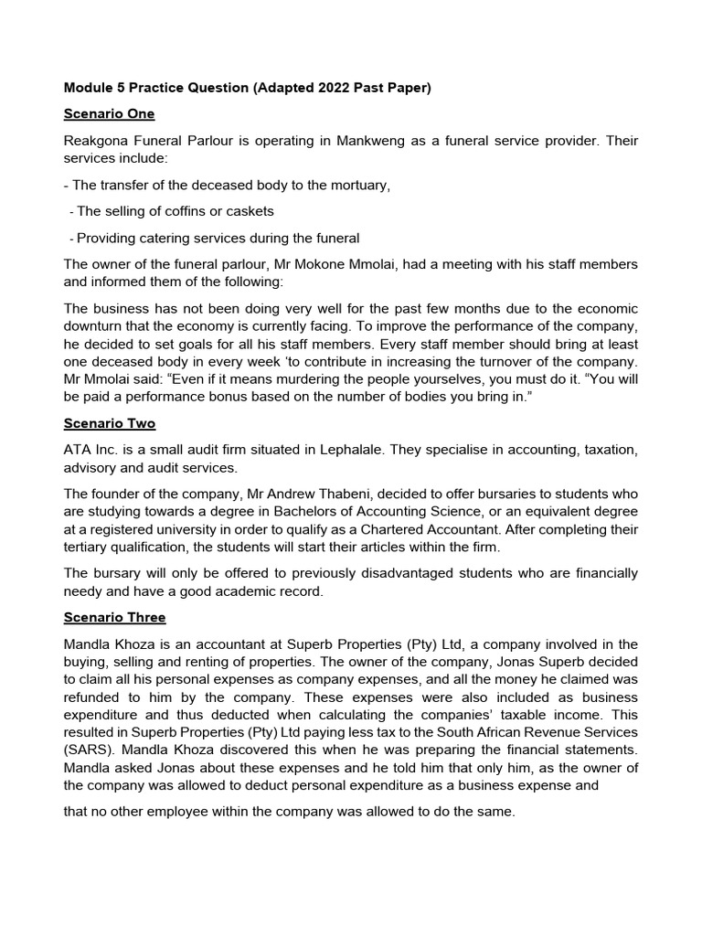 Module 5 Practice Question | PDF | Expense | Taxation