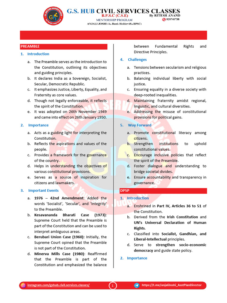 Polity - Mains Crisp Notes | PDF | Government | Political Science