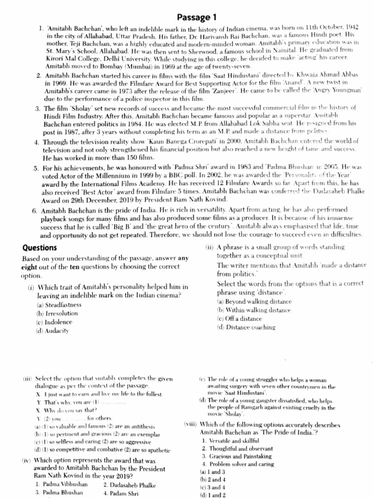 Reading Skills (1) - 2024-25 by Amit Sarkar Sir | PDF