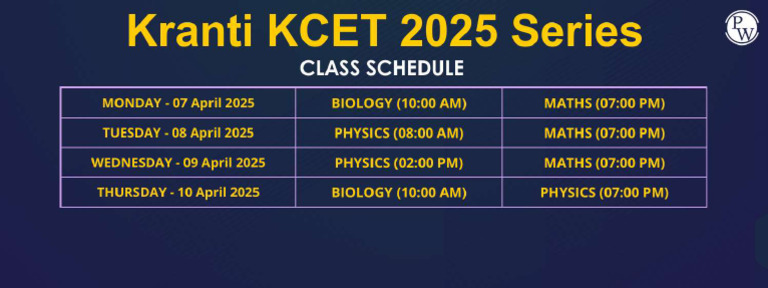Class Schedule - Kranti KCET 2025 Series | PDF