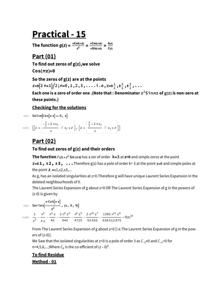 Practical - 15 - Copy Complex Analysis | PDF | Mathematical Relations | Mathematical Analysis